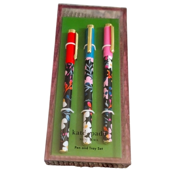 kate spade | Office | Kate Spade 3 Pen Set With Acrylic Tray Fall ...